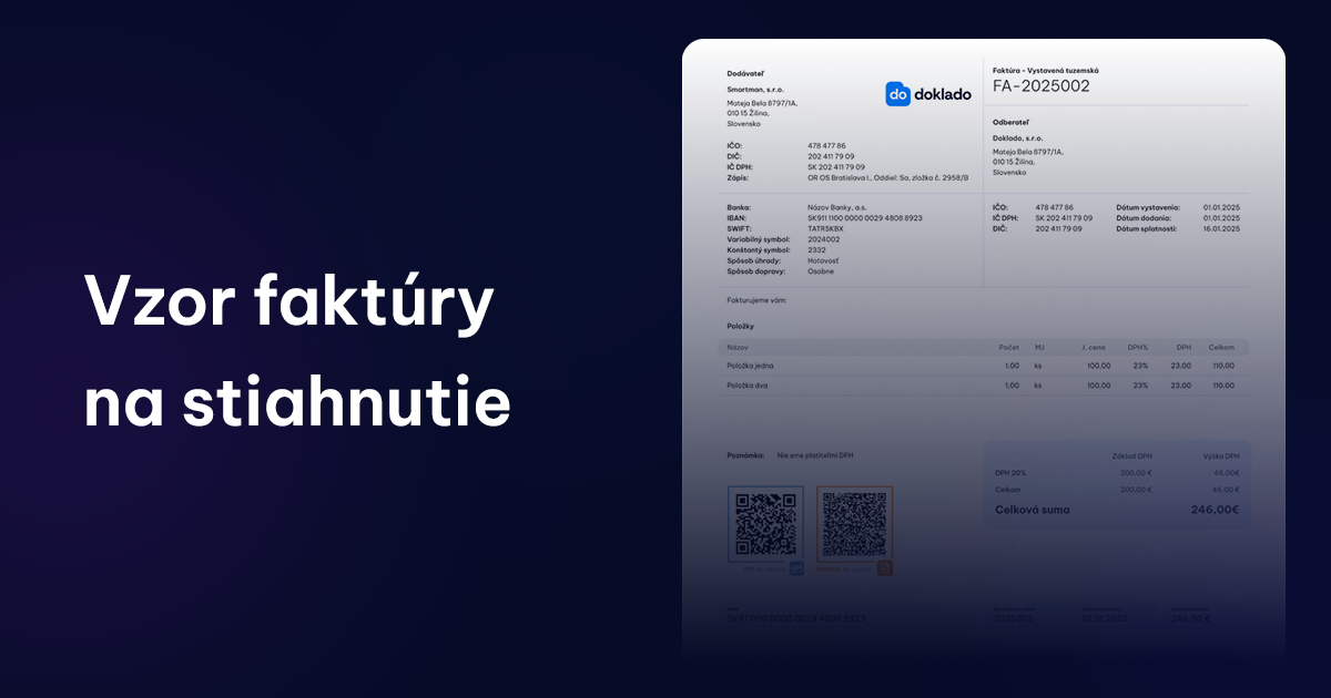 Stiahnite si vzor faktúry zadarmo - pripravený na vyplnenie